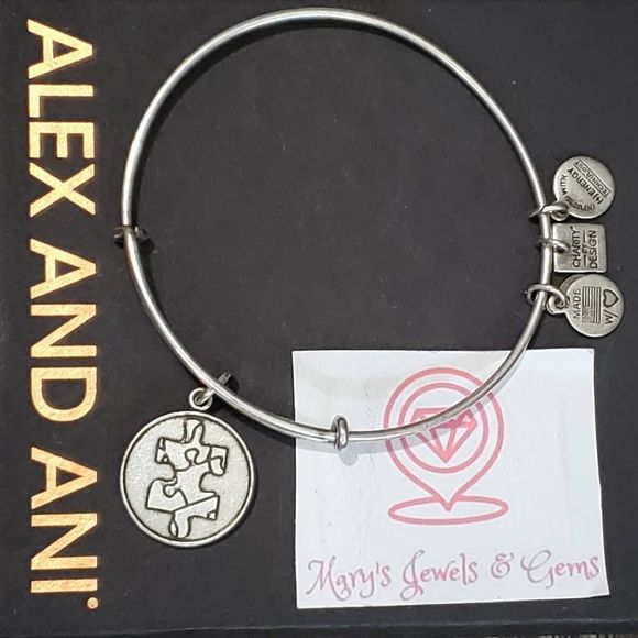 Alex and Ani | Jewelry | Alex And Ani Piece Of The Puzzle Charm Bangle Bracelet Rafaelian Silver ...